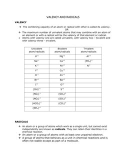 Understanding Radicals and Valency | PDF | Valence (Chemistry) | Chemistry
