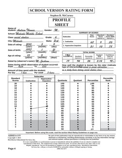 Attention Deficit Disorder EVALUATION SCALE - Fourth Edition (ADDES-4 ...