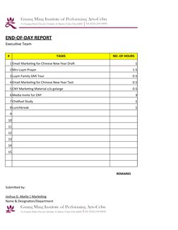 Daily End-of-Day Report Template | PDF | Computing