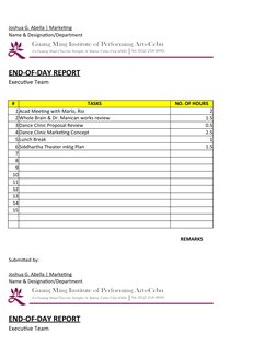Daily End-of-Day Report Template | PDF | Computing