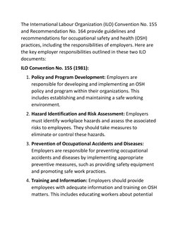 ILO C155 & R164: Employer Responsibilities | PDF | Occupational Safety ...