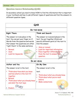 QAR Strategy for Reading Comprehension | PDF | Reading Comprehension ...