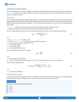 Born-Landé Equation for Lattice Energy | PDF | Chemistry | Physical ...