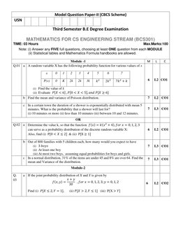 BCS301 3rd Sem Maths Model Paper II | PDF