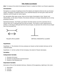 Muller-Lyer Illusion Experiment Guide | PDF | Perception | Illusion