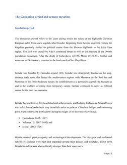 Gondar and the Zemene Mesafint Era | PDF | Ethiopia | Horn Of Africa