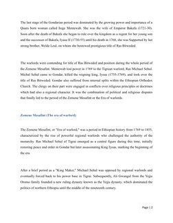 Gondar and the Zemene Mesafint Era | PDF | Ethiopia | Horn Of Africa