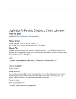 DOH Permit to Construct Application Guide | PDF | Medical Laboratory