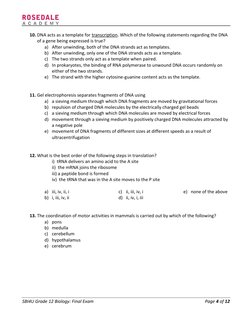 Grade 12 Biology Final Exam Guide | PDF | Dna | Mitochondrion