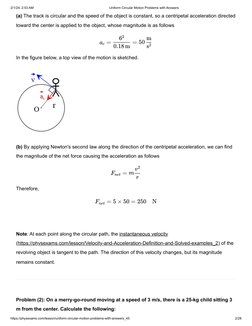 Uniform Circular Motion Problems & Solutions | PDF | Acceleration | Force