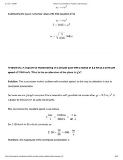 Uniform Circular Motion Problems & Solutions | PDF | Acceleration | Force