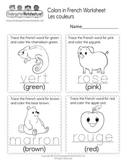 French Colors Worksheet for Kids | PDF