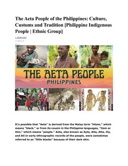 Aeta People: Culture and History in the Philippines | PDF