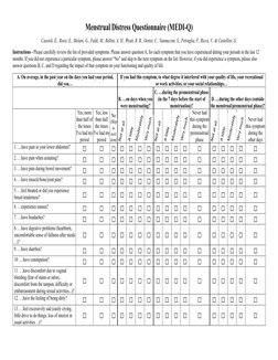 MEDI-Q Menstrual Distress Questionnaire | PDF | Menstruation | Vagina