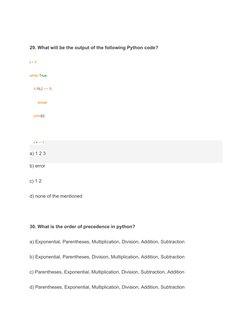 Python Code Output MCQs | PDF | Python (Programming Language) | Bracket