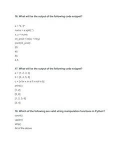 Python Code Output MCQs | PDF | Python (Programming Language) | Bracket