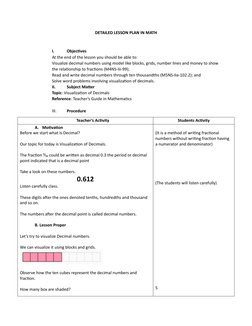 Visualization of Decimals Lesson Plan | PDF | Numbers | Decimal