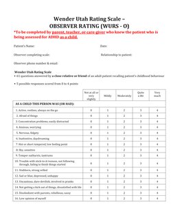 Adult ADHD Observer Questionnaire | PDF | Attention Deficit ...