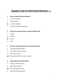 Aramco Work Permit Receiver Q&A Guide | PDF