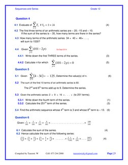 Grade 12 Sequences and Series Guide | PDF | Mathematics | Mathematical ...
