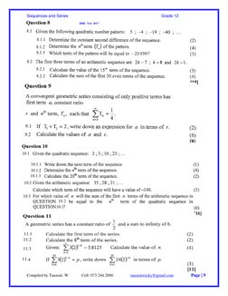 Grade 12 Sequences and Series Guide | PDF | Mathematics | Mathematical ...