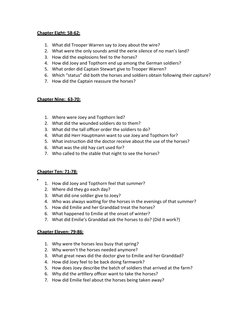 War Horse Chapter Questions Guide | PDF | Sports & Recreation