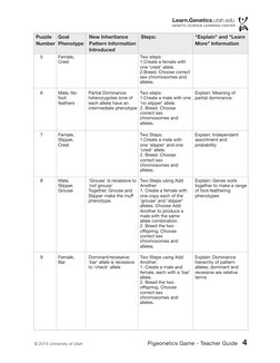 Pigeonetics Game Teacher Guide | PDF | Dominance (Genetics) | Allele