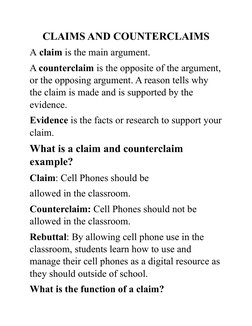 Understanding Claims and Counterclaims | PDF | Argument | Essays