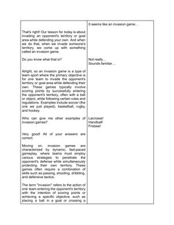 Invasion Games Lesson Plan | PDF | Invasion | Lesson Plan