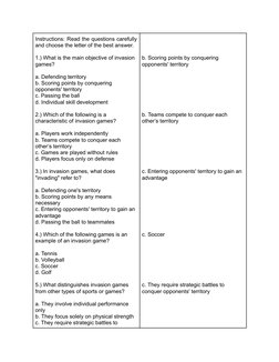 Invasion Games Lesson Plan | PDF | Invasion | Lesson Plan