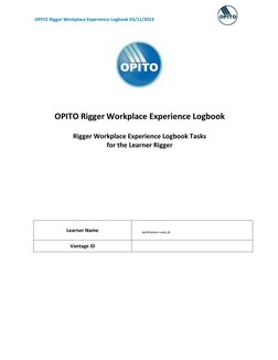 OPITO Rigger Experience Logbook Guide | PDF | Rigging | Occupational ...