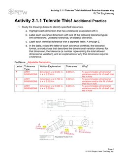 PLTW Activity 2.1.1 Answer Key | PDF | Engineering Tolerance | Metrology