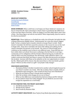 Restart by Gordon Korman: Summary & Discussion | PDF