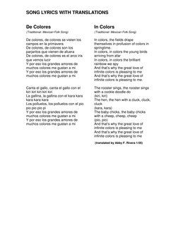 De Colores: Lyrics and Translation | PDF | Art | Poetry