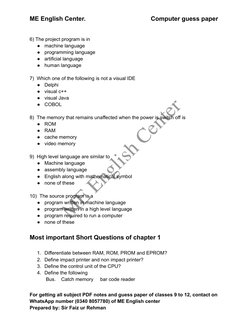 Class 11 Computer Guess Paper 2025 | PDF | Computer Network | World ...