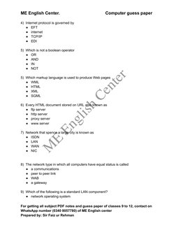 Class 11 Computer Guess Paper 2025 | PDF | Computer Network | World ...