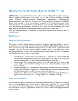 HEXACO-60 Scoring Guide & Insights | PDF | Psychology | Psychological ...
