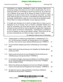Setswana Grade 10 Paper 1 2018 | PDF | Languages Of Africa | Languages