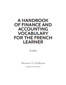 A HANDBOOK OF FINANCE AND ACCOUNTING VOCABULARY FOR THE FRENCH LEARNER ...