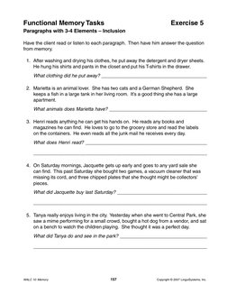 WALC 10: Memory Exercises Guide | PDF | Language Arts & Discipline