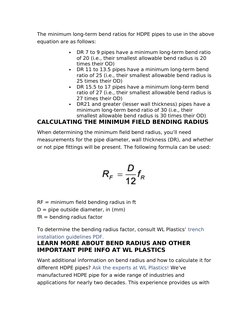 Calculating HDPE Pipe Bend Radius | PDF | Pipe (Fluid Conveyance ...