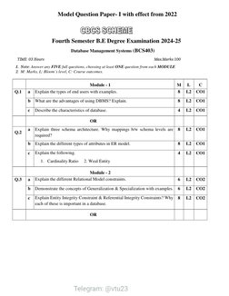 BCS403 DBMS Model Question Paper II | PDF | Databases | Conceptual Model