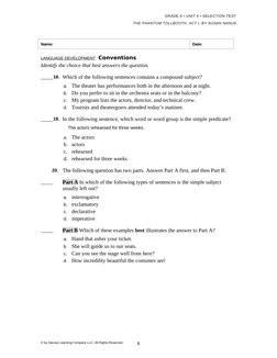 The Phantom Tollbooth: Act I Quiz | PDF | Linguistics | Language Arts ...