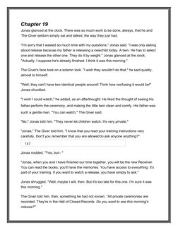 Chapter 19: Jonas and the Release Ceremony | PDF | The Giver