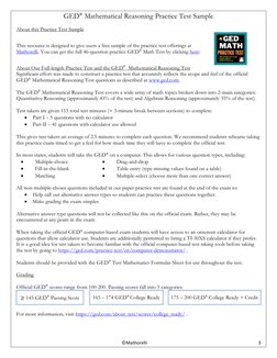 GED Math Practice Test Sample & Key | PDF | Numbers | General ...