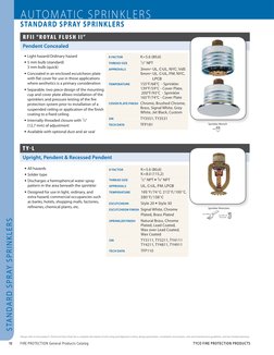 Tyco Standard Spray Sprinklers Data Sheet | PDF | Fire Sprinkler System