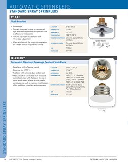 Tyco Standard Spray Sprinklers Data Sheet | PDF | Fire Sprinkler System