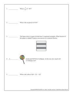 2023 Mathcounts School Sprint Round | PDF | Numbers | Area