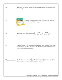 2023 Mathcounts School Sprint Round | PDF | Numbers | Area