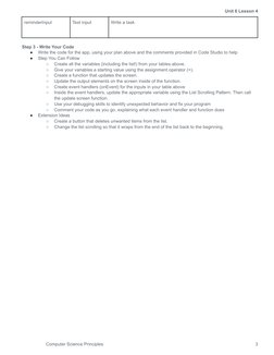 Unit 6 Lesson 4: Lists Activity Guide | PDF | Computer Program ...